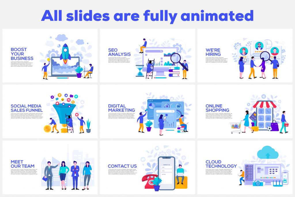 20 Flat Illustrations Animated Presentation - MasterBundles