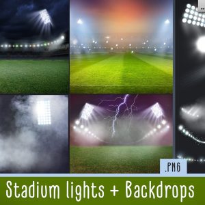 20 Stadium Lights Overlays + 6 Backdrops | MasterBundles