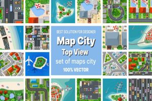 Map Clipart: a Set of Vector Maps Top View – MasterBundles
