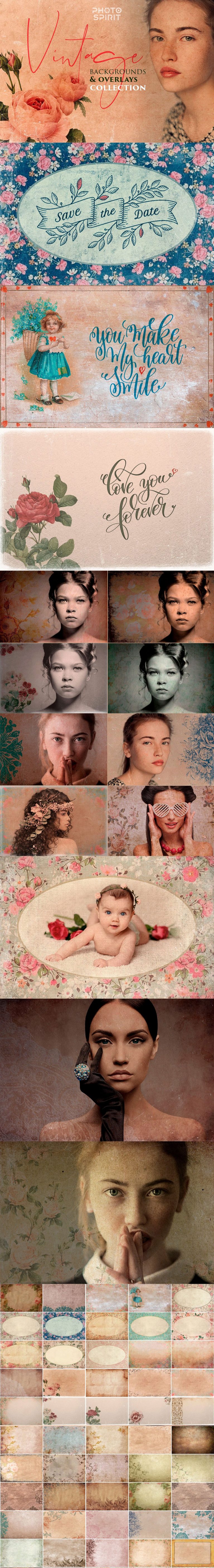 50 Vintage Overlays & Backgrounds – MasterBundles