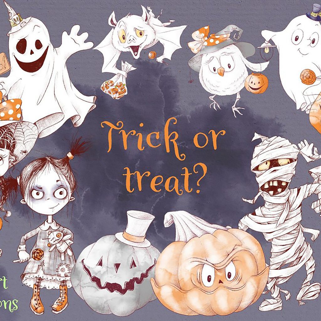 Trick or Treat Clipart: 183 Halloween Clipart PNG – MasterBundles