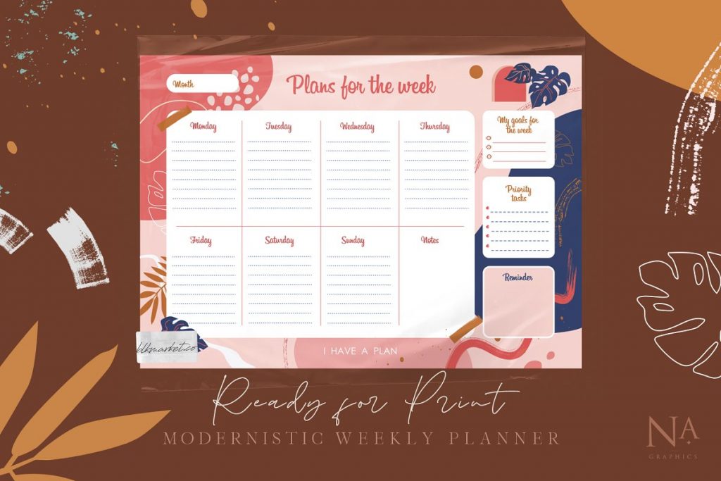 Modernistic Weekly Planner Printable – MasterBundles