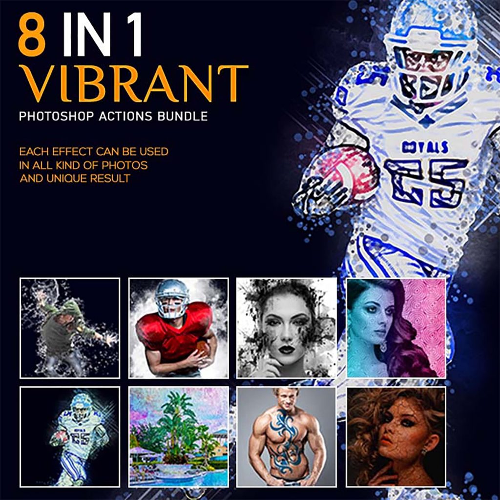 8 In 1 Vibrant Photoshop Action Bundle | Master Bundles