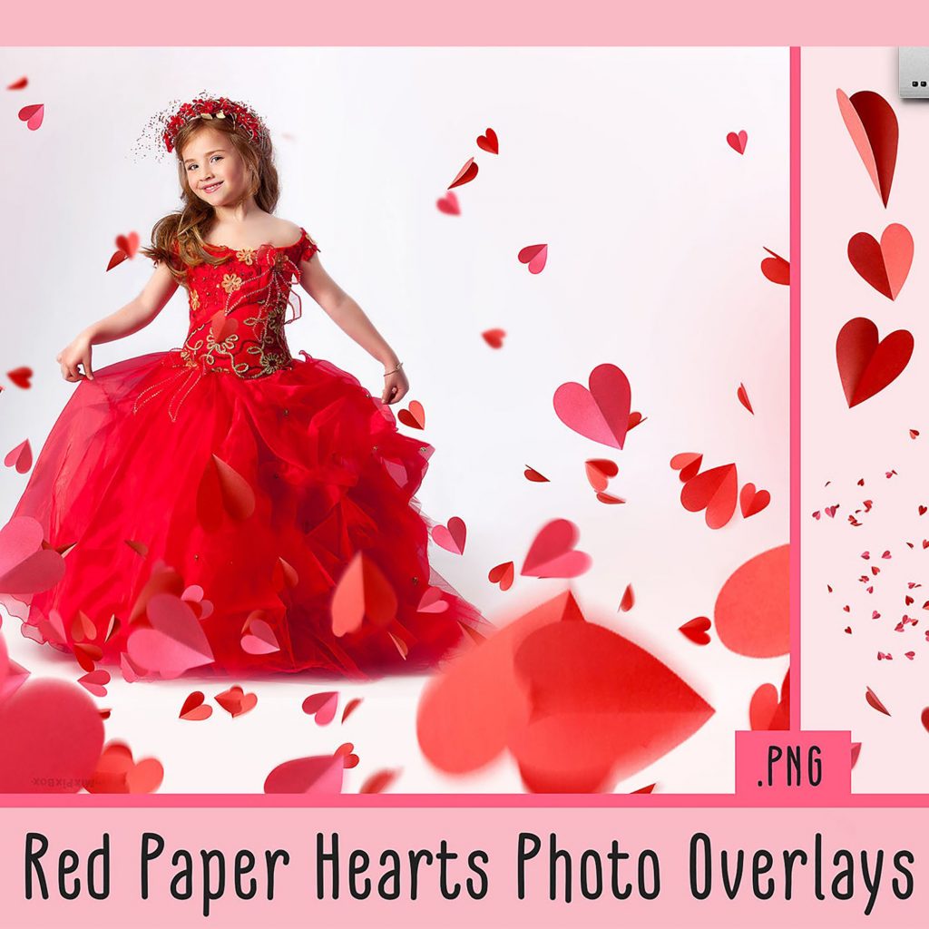38 Heart Overlays: Red Paper Hearts Photoshop Add-ons – MasterBundles