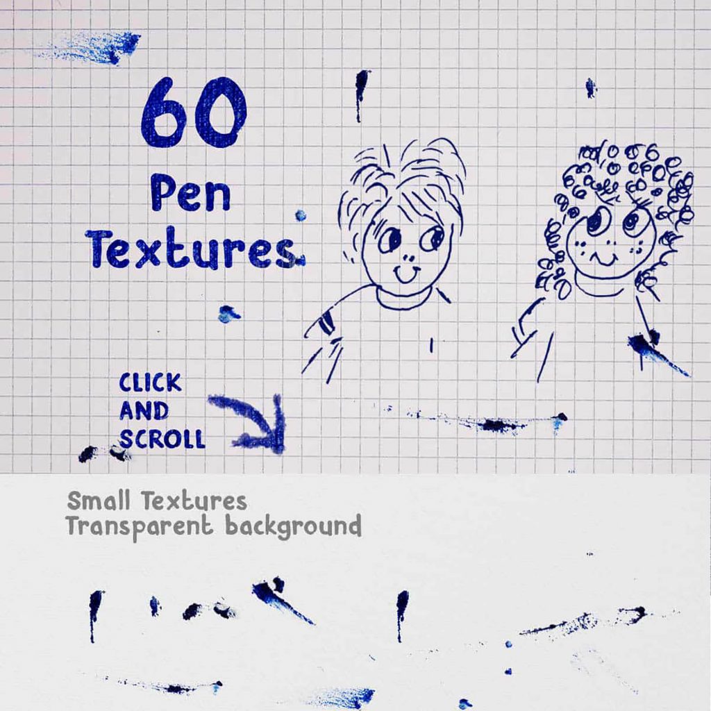 60 Pen Textures Set PNG 2021 – MasterBundles