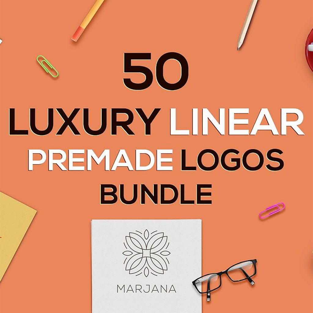 50 Luxury Logo Bundle: Linear Premade Logo Pack – MasterBundles