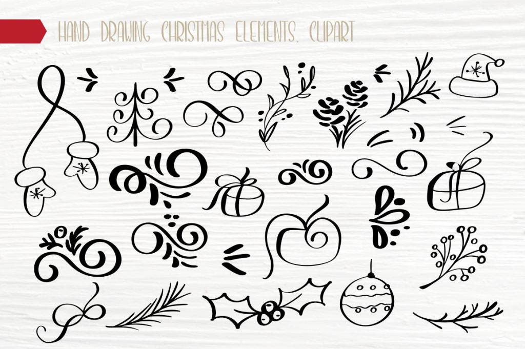 Hand Drawing Merry Christmas Lettering and Doodle Elements – MasterBundles
