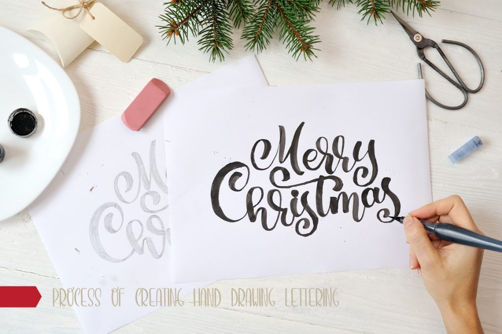 Hand Drawing Merry Christmas Lettering and Doodle Elements – MasterBundles