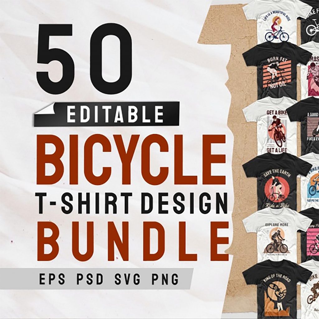 Bicycle T Shirt Design Bundle (50 designs) - MasterBundles
