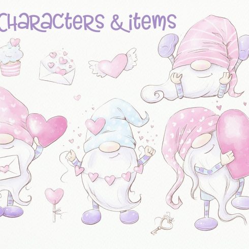 Valentine’s Gnomes Clipart PNG | Master Bundles