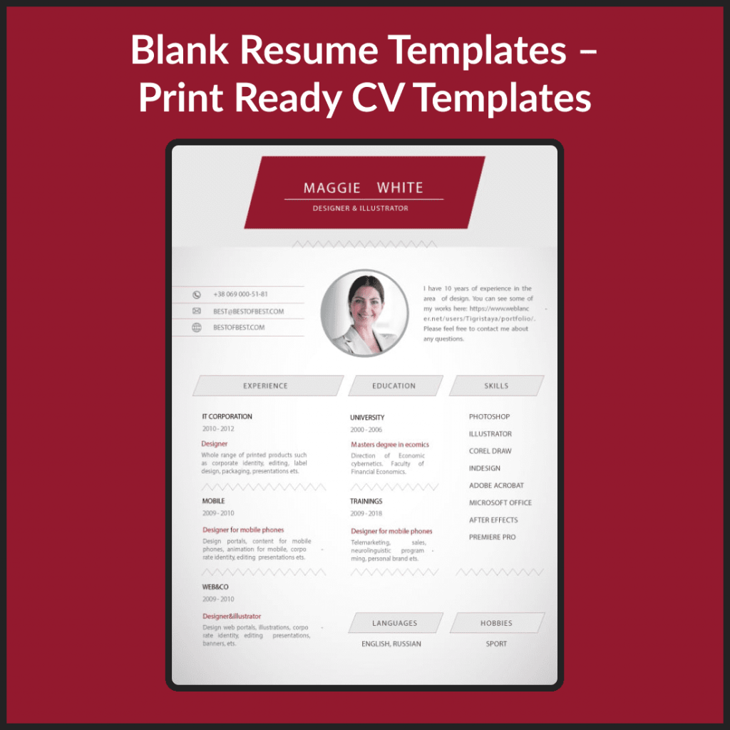Blank Resume Template Collection 2021