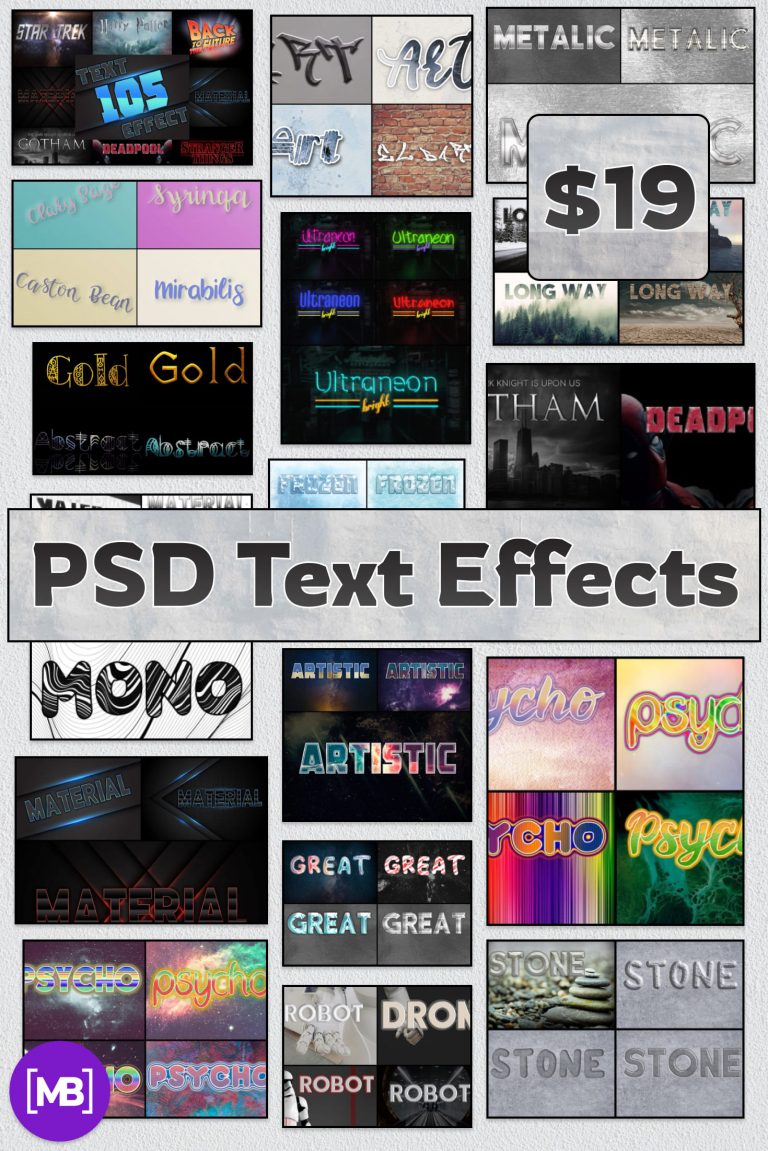 PSD Text Effects - 105 Pro Phtoshop Effects for Texts – MasterBundles