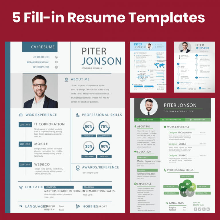 5 Fill-in Resume Templates - Just $9 to Download – MasterBundles