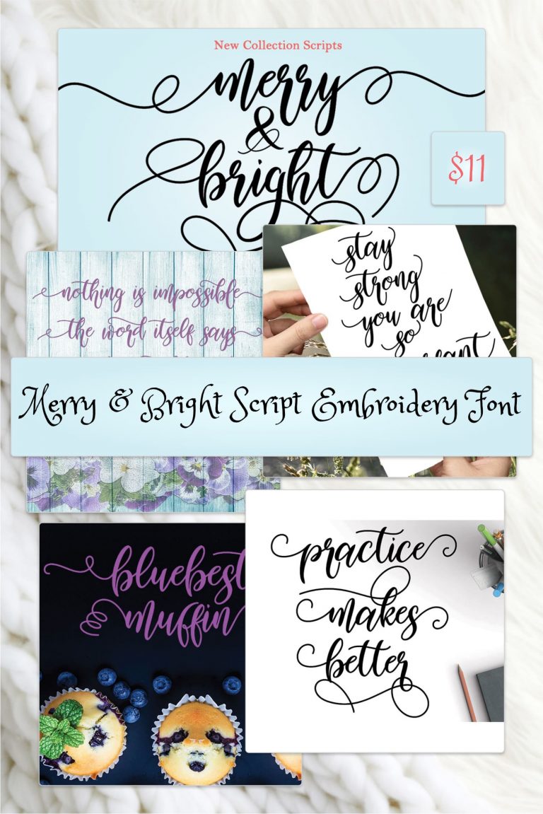 Merry & Bright Script Embroidery Font – MasterBundles
