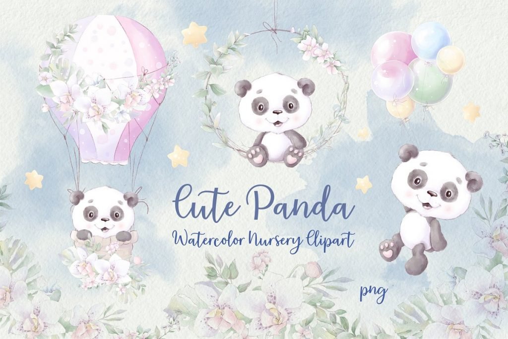 Panda Clipart: Nursery Cute Panda PNG – MasterBundles