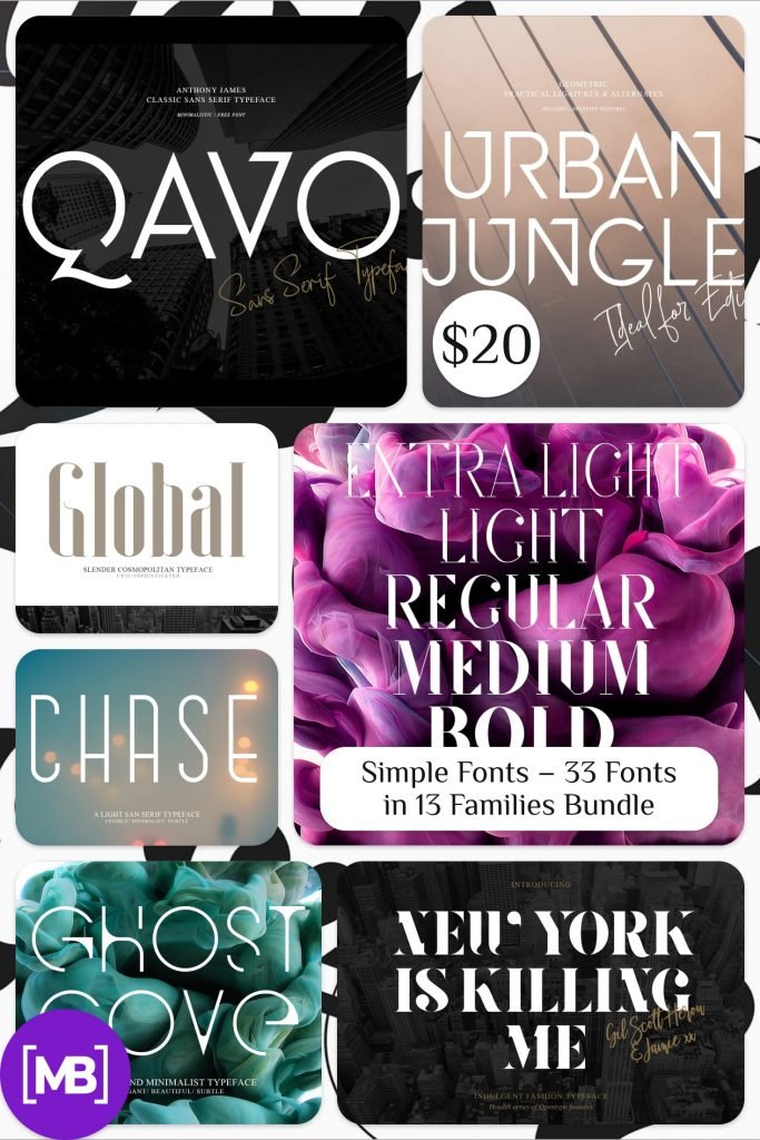 Simple Fonts - 33 Fonts in 13 Families Bundle | Master Bundles
