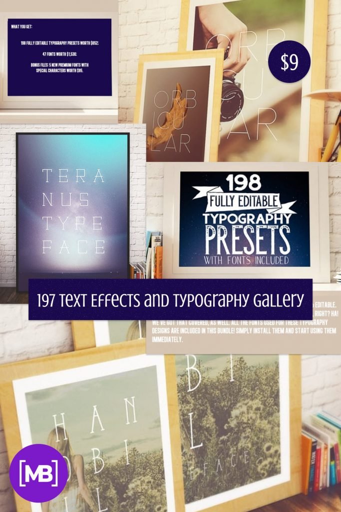 197 Text Effects and Typography Gallery. Only $9! | Typography Presets