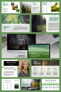 130+ Slides Unique Forest PowerPoint Template + BONUS – MasterBundles
