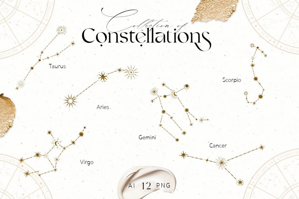 Zodiac Clipart: Zodiac Celestial Constellations Set – MasterBundles