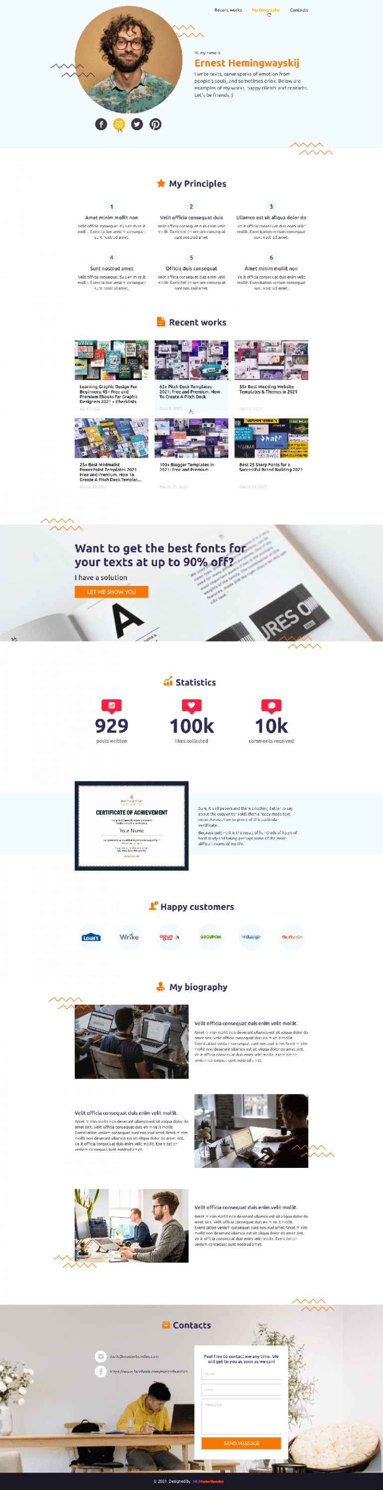 Copywriter Website HTML Template | Master Bundles