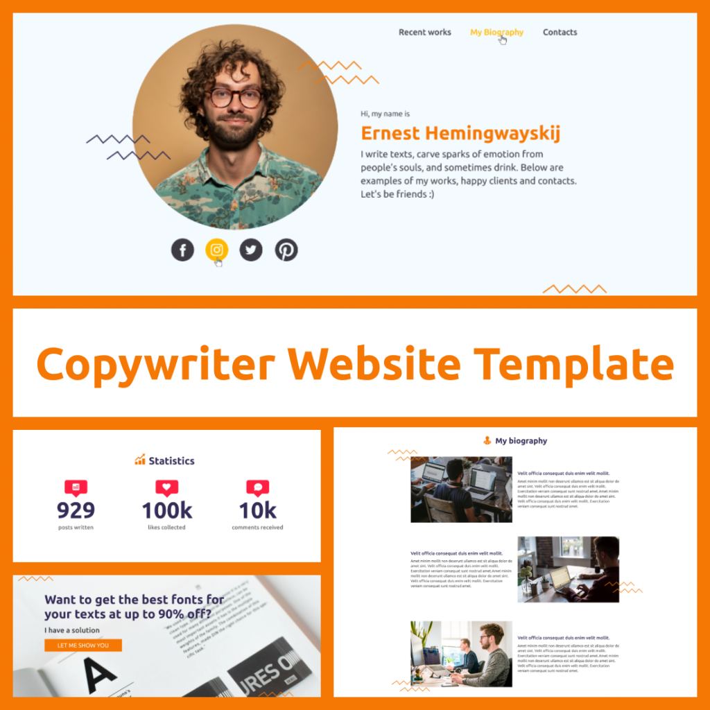 Copywriter Website HTML Template – MasterBundles