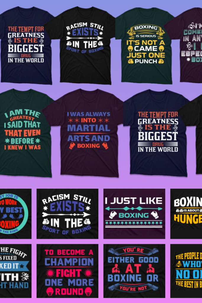 50 Editable Boxing T-Shirt Designs Bundle - MasterBundles