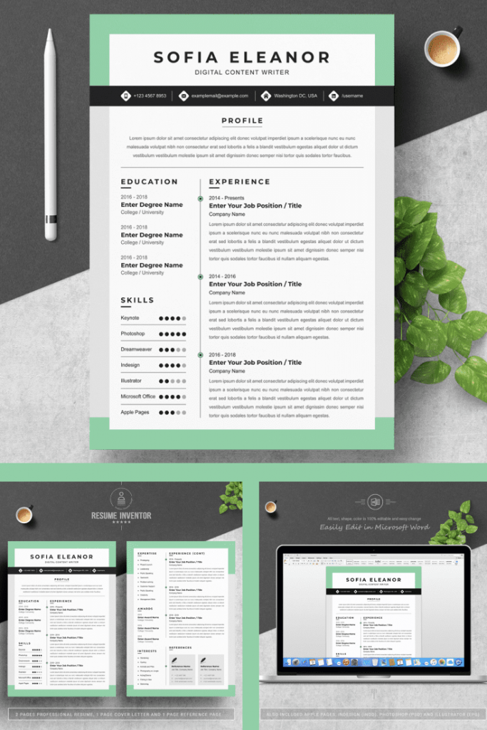Creative Content Writer Resume Template | Master Bundles
