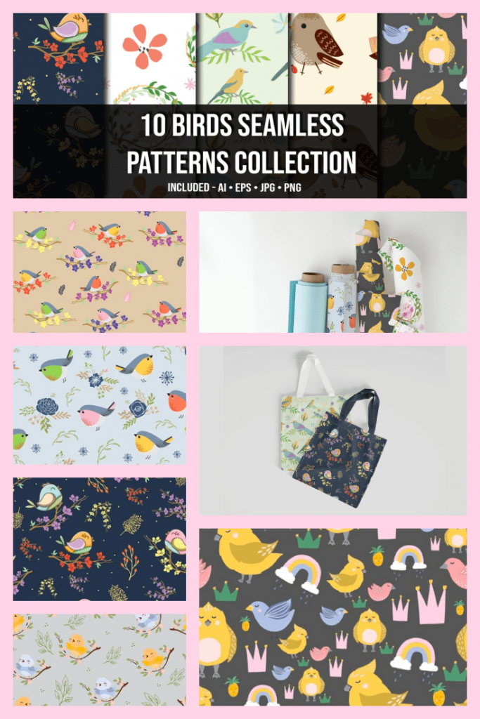 10+ Birds Seamless Patterns Collection 2021