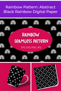 Rainbow Pattern: Abstract Black Rainbow Digital Paper – MasterBundles