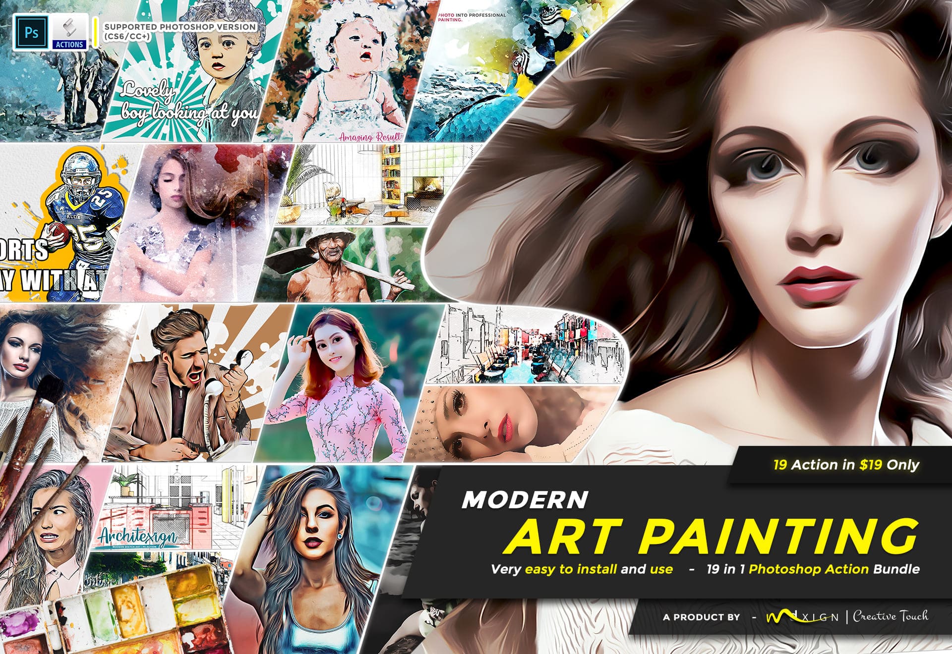 Modern Art Painting - 19 in 1 Photoshop Action Bundle – MasterBundles