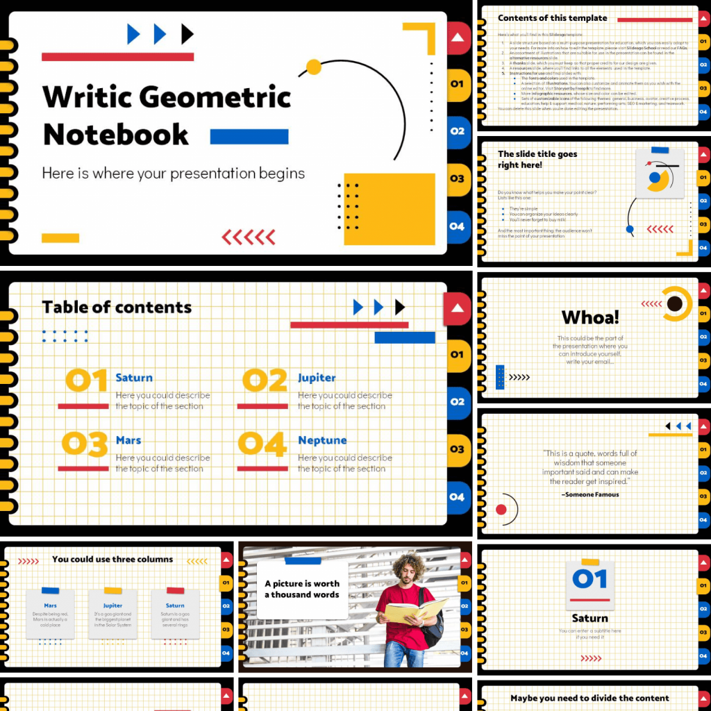 Free Writic Geometric Notebook Powerpoint Template – MasterBundles