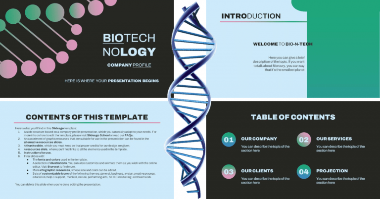 Free Biotechnology Company Profile PowerPoint Template | Master Bundles
