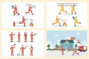 20 Group of Firefighters Illustration | Master Bundles