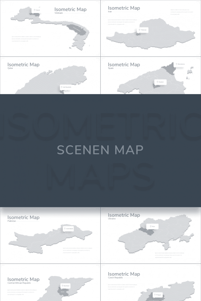 Isometric Map Presentation: Powerpoint, Keynote, Google Slides