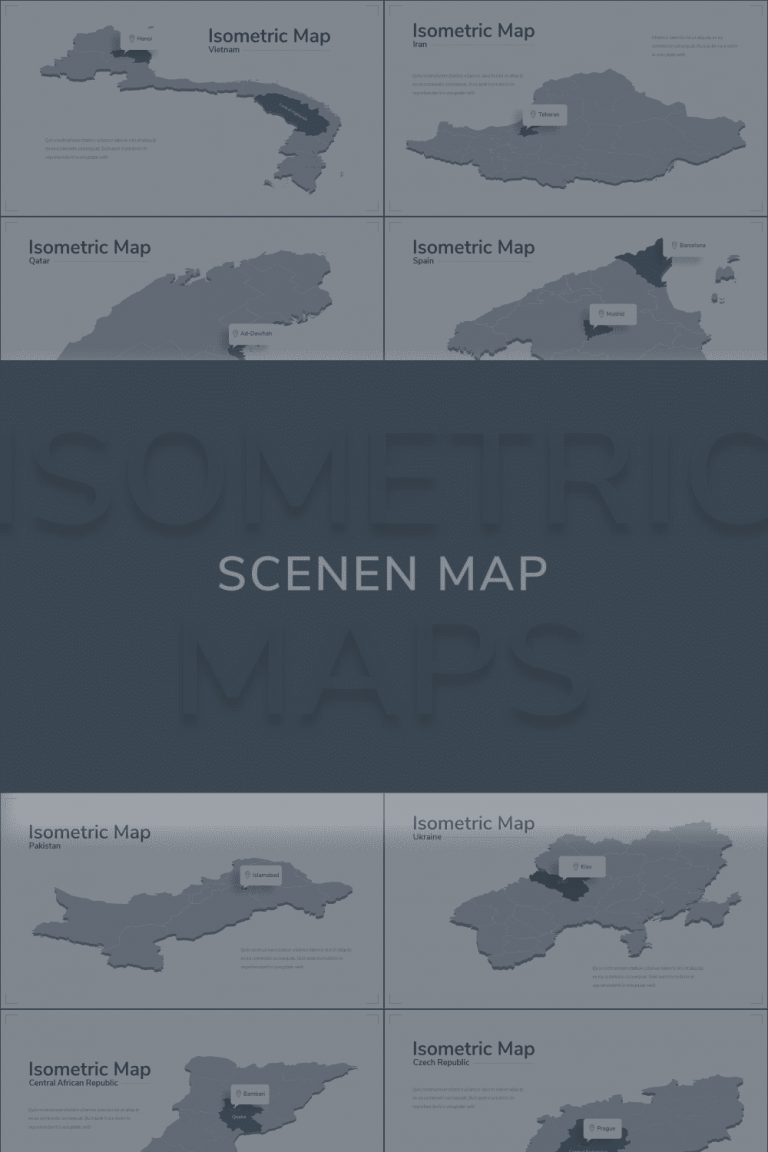 Isometric Map Presentation: Powerpoint, Keynote, Google Slides