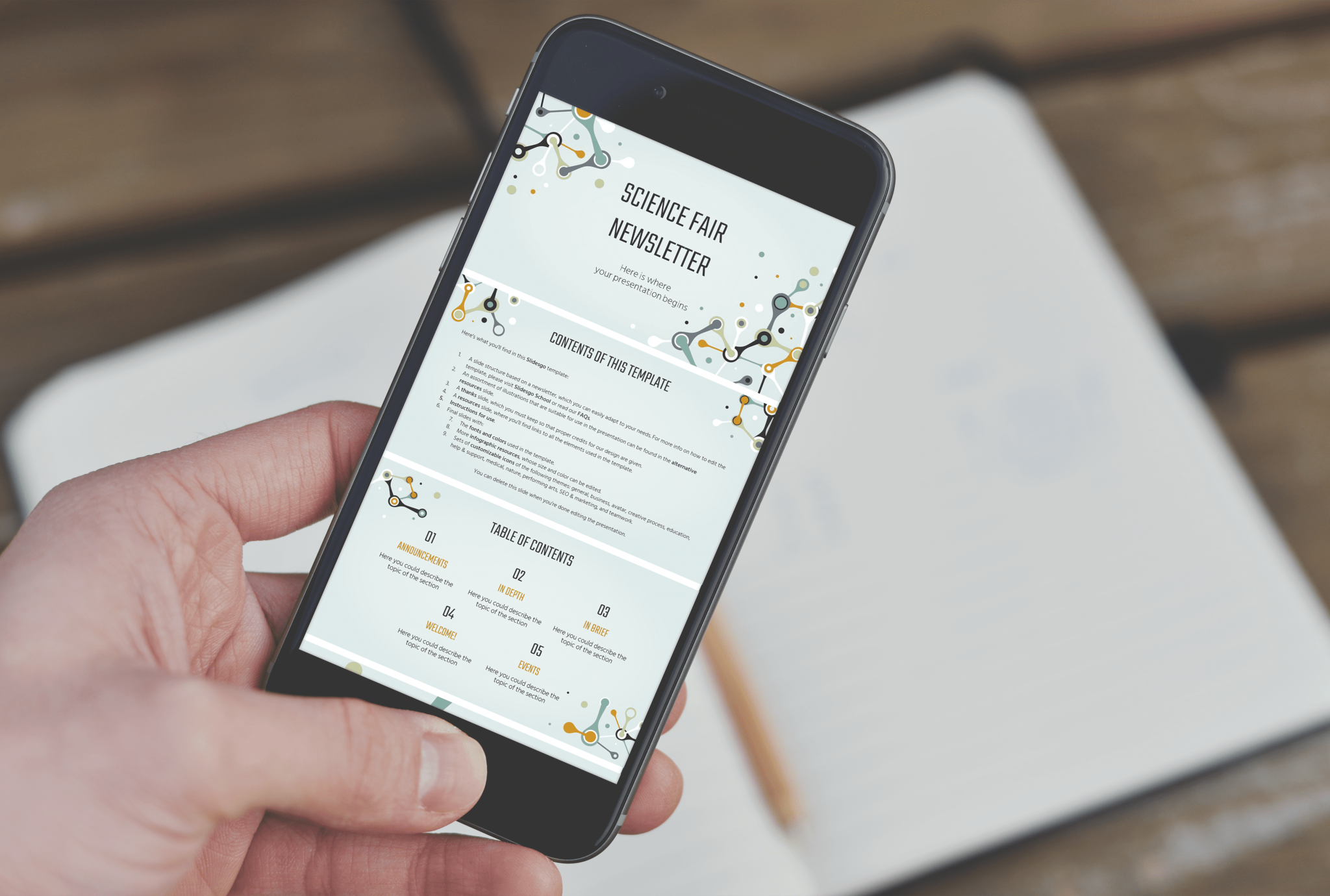 Free Science Fair Newsletter Powerpoint Template | Master Bundles