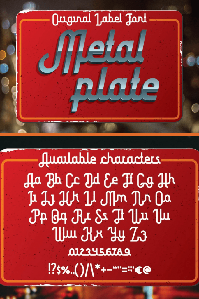 Metal Plate Vintage Look Font – MasterBundles