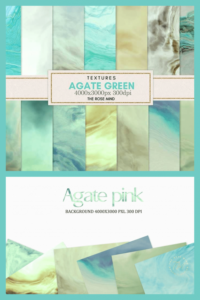 Agate Green: Collection of 18 Green Digital Papers – MasterBundles