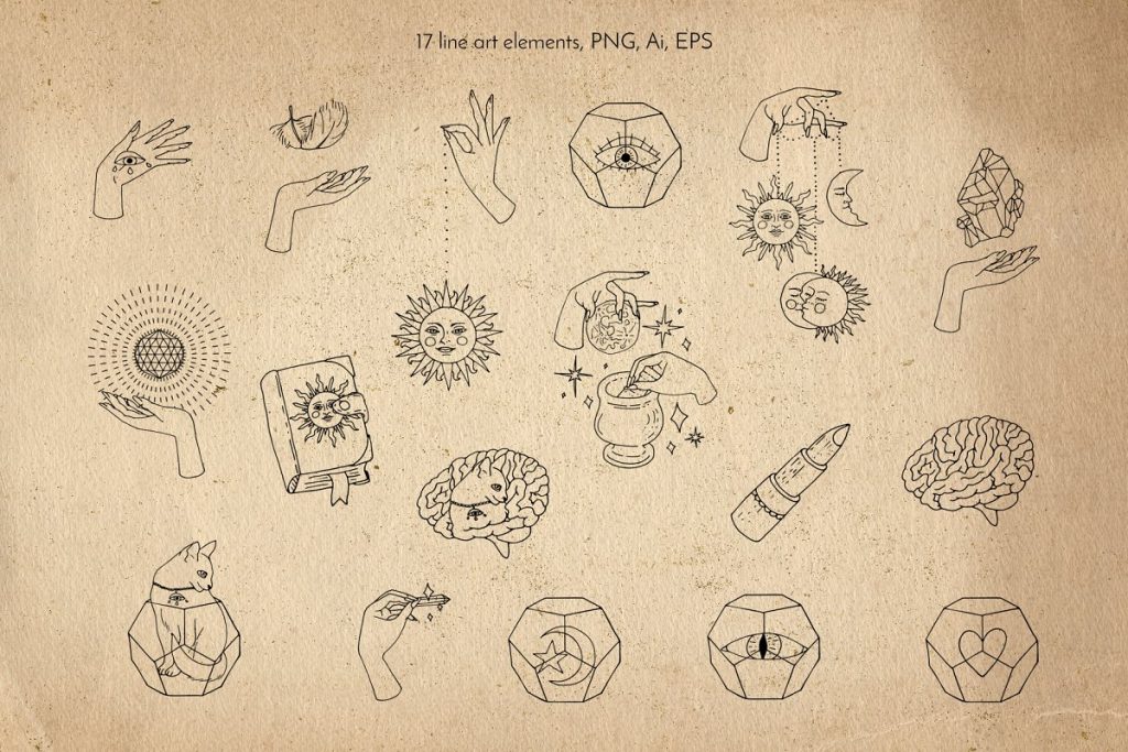 Witchy Magical Mystic Line Art