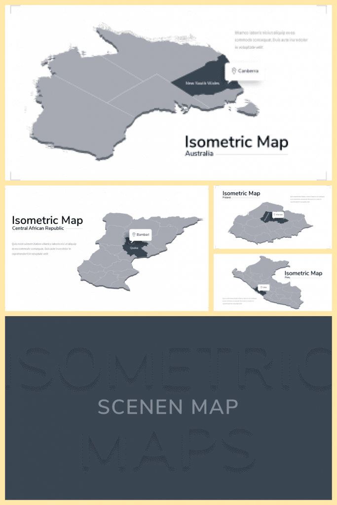Isometric Map Presentation: Powerpoint, Keynote, Google Slides