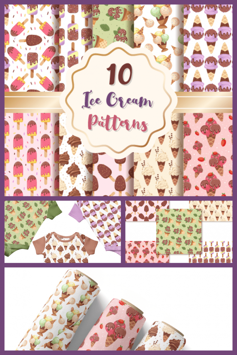 Ice Cream Patterns Digital Paper Set – MasterBundles