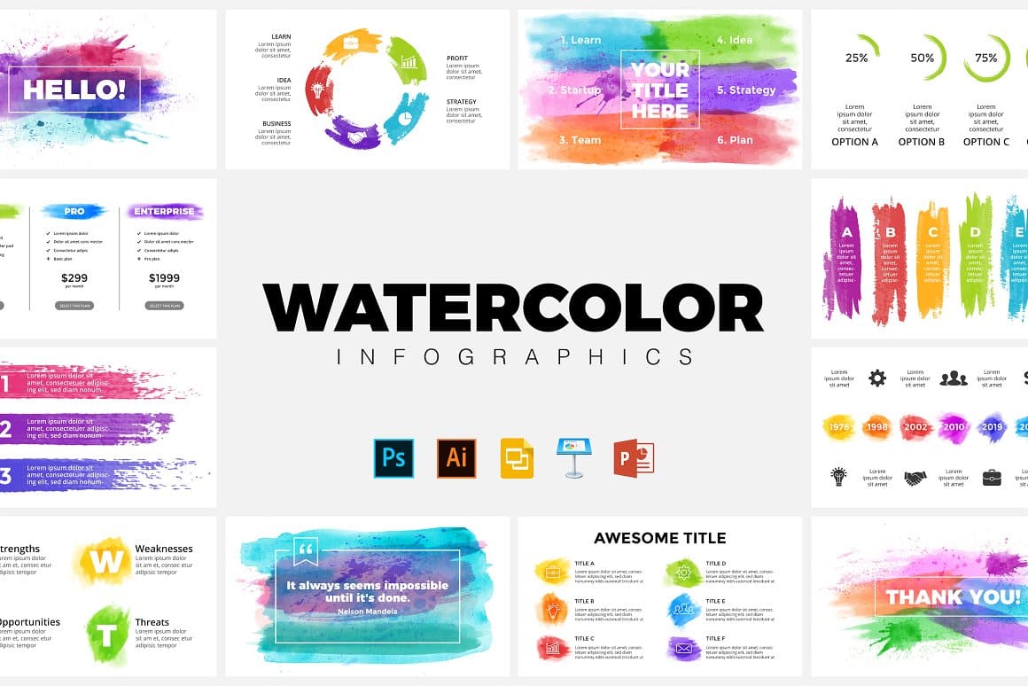 Watercolor Infographic Templates – MasterBundles