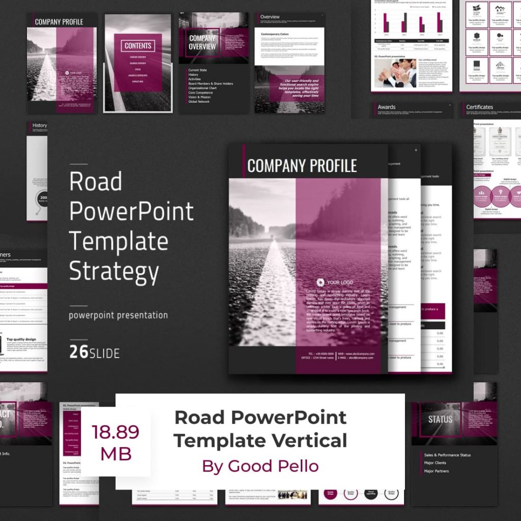 Road PowerPoint Template Vertical – MasterBundles