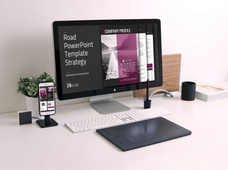 Road PowerPoint Template Vertical – MasterBundles