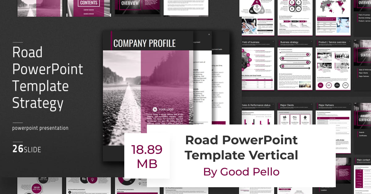 Road PowerPoint Template Vertical – MasterBundles