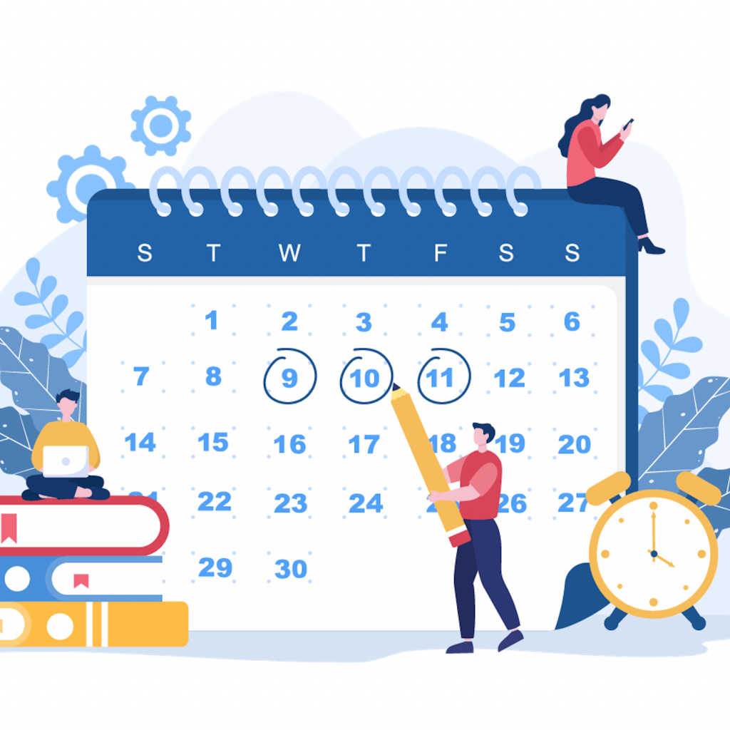 18 Planning Schedule or Time Management Calendar Illustrations ...