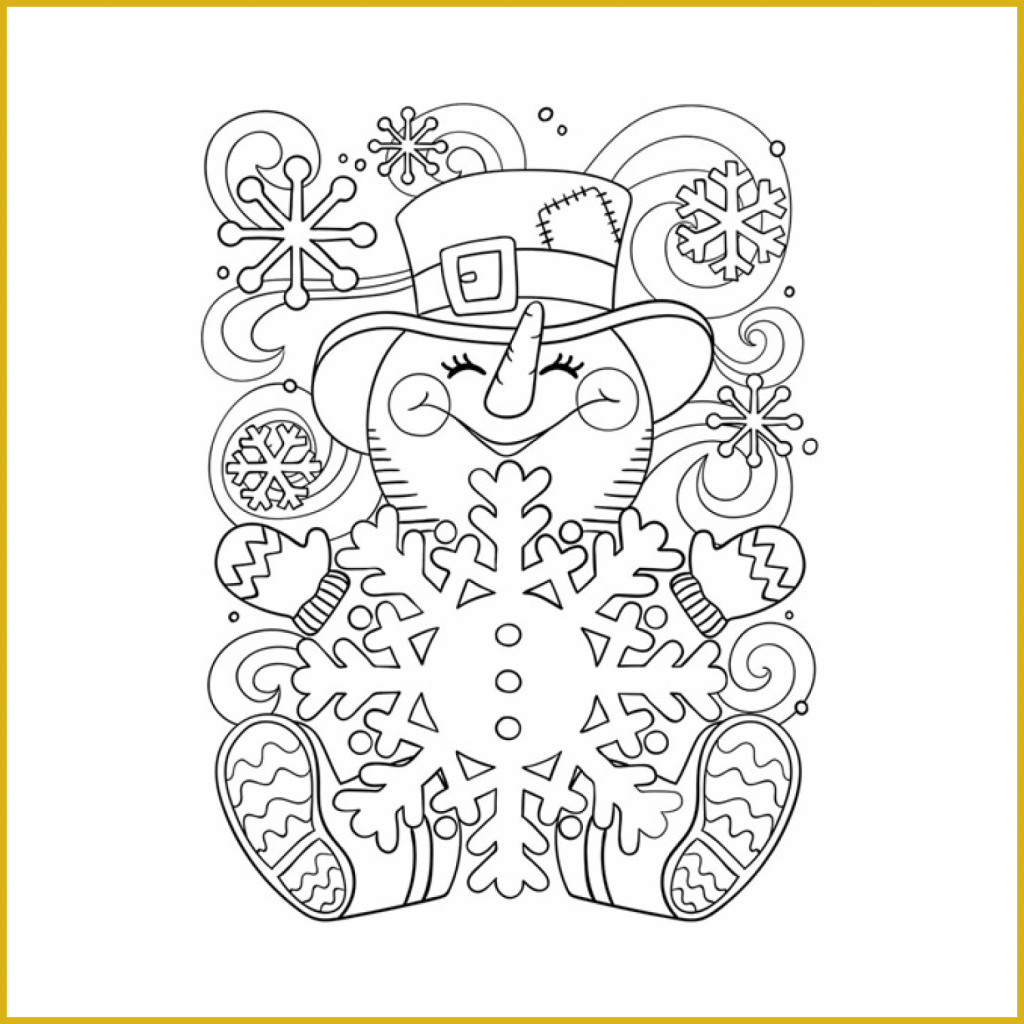 Happy Little Snowman Free Coloring Page – MasterBundles