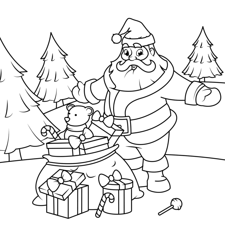 Free Coloring Page Vintage Santa Claus with his Christmas Deer ...
