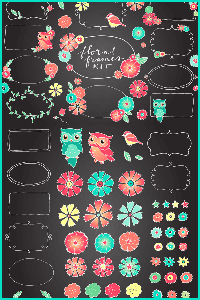 Chalkboard Floral Frames Kit – MasterBundles