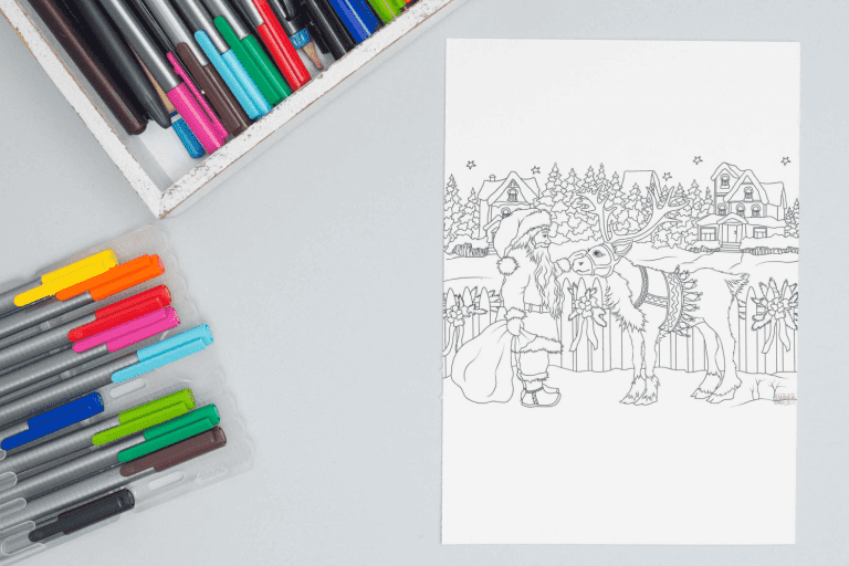 Free Coloring Page Vintage Santa Claus with his Christmas Deer ...